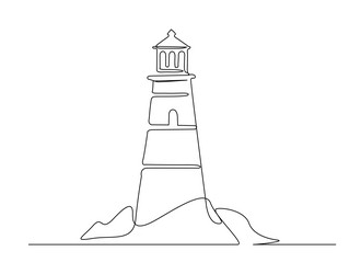 Continuous one line drawing of lighthouse tower Vector Image