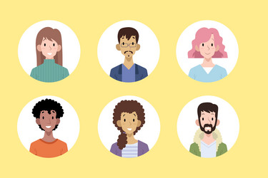Hand drawn different people icons pack Royalty Free Vector