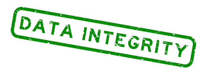 Grunge black data integrity word square rubber Vector Image