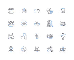 Historical pilgrimage line icons collection Vector Image