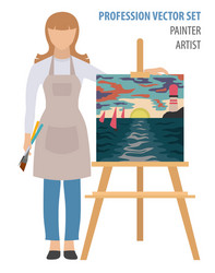Profession and occupation set painter artist Vector Image