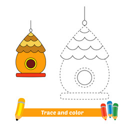 Trace and color for kids bird Royalty Free Vector Image