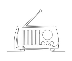 Continuous one line drawing of vintage broadcast Vector Image