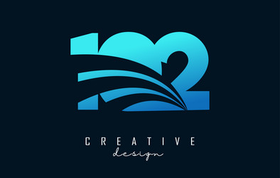 102 black and white lines number logo design Vector Image