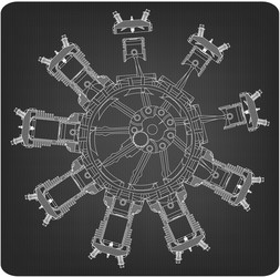 Radial engine blueprints Royalty Free Vector Image