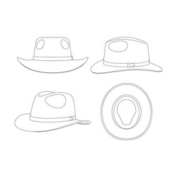 Template safari hat flat sketch design outline Vector Image
