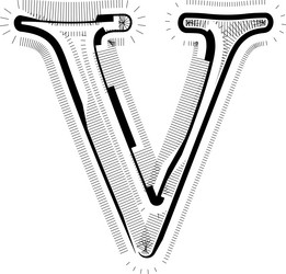 Modern abstract striped design with lines letter v