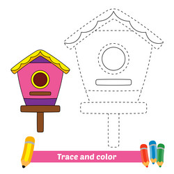 Trace and color for kids bird Royalty Free Vector Image