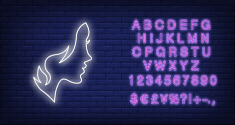 Beautiful woman profile neon sign Royalty Free Vector Image