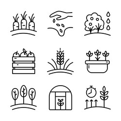 Farmer icons set outline Royalty Free Vector Image