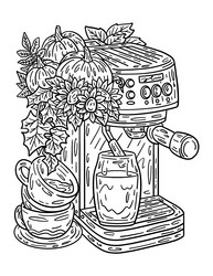 Thanksgiving espresso machine adults coloring page