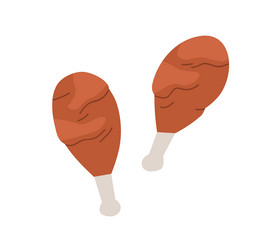 Fried chicken leg sticker on white background Vector Image