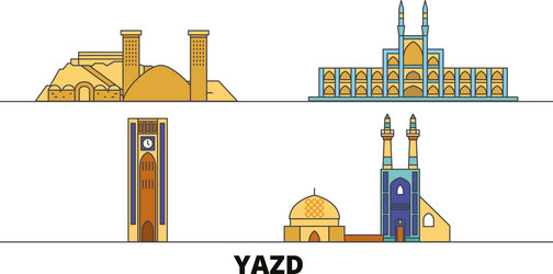 Iran yazd line travel skyline set yazd Royalty Free Vector