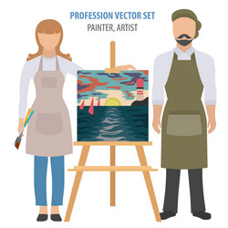 Profession and occupation set painter artist Vector Image