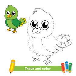 Trace and color for kids bird Royalty Free Vector Image