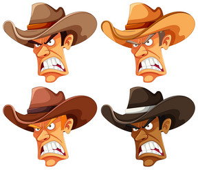 Angry cowboy cartoon with doodle outline Vector Image