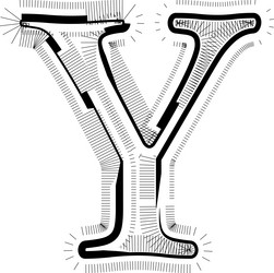 Modern abstract striped design with lines letter y
