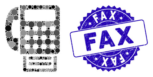 Oval collage printer with grunge fax watermarks Vector Image