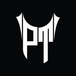 Tp logo monogram shield sharp half round shape Vector Image