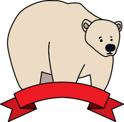 Big white polar bear with ribbon Royalty Free Vector Image