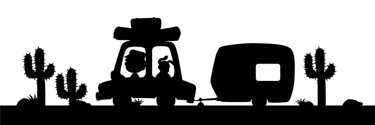 Silhouette man driving wagon with pet dog Vector Image