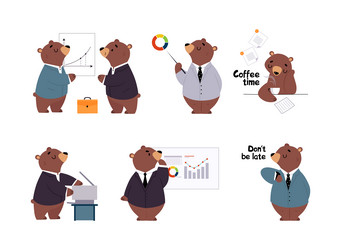 Bear staff or office employee in tie and suit Vector Image