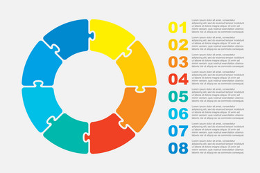 Eight pieces puzzle circle of infographic jigsaw Vector Image