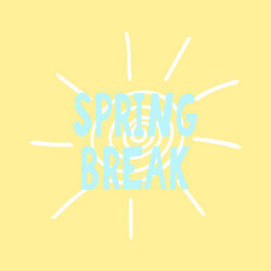 Spring break lettering palm tree sun poster Vector Image
