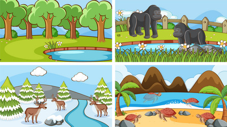 Wild animal characters background Royalty Free Vector Image