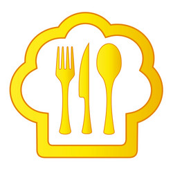 Chef cook food gold logo Royalty Free Vector Image