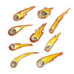 Falling meteor set cartoon Royalty Free Vector Image