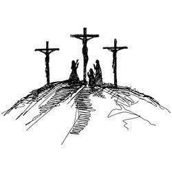 Three crosses on top of mount calvary Royalty Free Vector