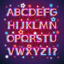 80 s purple neon retro font futuristic metal Vector Image