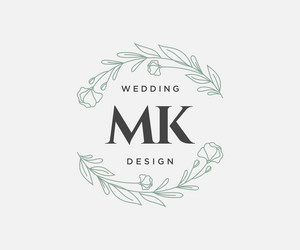 Mk initials letter wedding monogram logos Vector Image