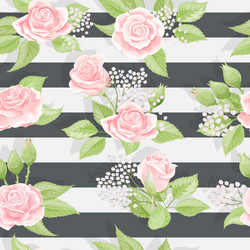 Pink roses seamless pattern with brushed Vector Image