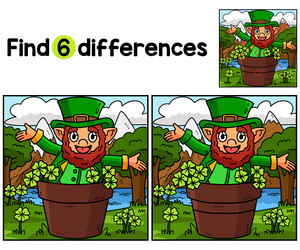 Leprechaun boy find the differences Royalty Free Vector