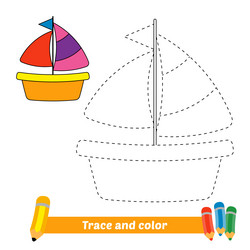 Trace and color for kids boat Royalty Free Vector Image