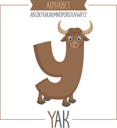 Alphabet letter y and yak Royalty Free Vector Image