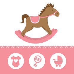 Baby shower rocking horse Royalty Free Vector Image