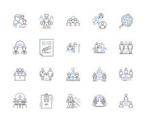 Human rights outline icons collection Royalty Free Vector