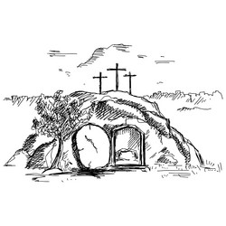 Tomb easter of opened empty cave Royalty Free Vector Image