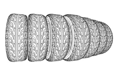 Car tire with marks on a light grey Royalty Free Vector