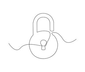 Continuous one line drawing of metal padlock Vector Image