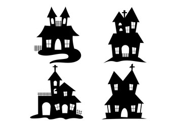 Haunted house silhouette halloween Royalty Free Vector Image