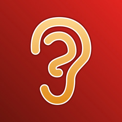 Human anatomy ear sign with soundwave Royalty Free Vector