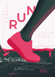 Typographic running poster with runners Royalty Free Vector