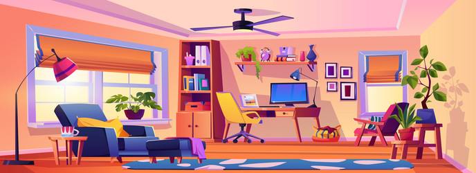 Hotel suite in skyscraper cartoon interior Vector Image