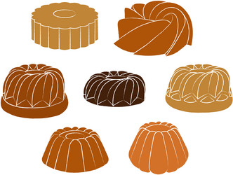 Set of bundt cake dessert icon Royalty Free Vector Image