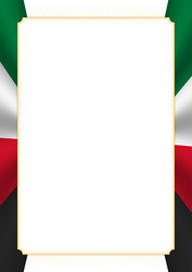Vertical frame and border with kuwait flag Vector Image