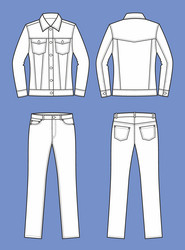 Womans jean jacket and jeans front and back Vector Image
